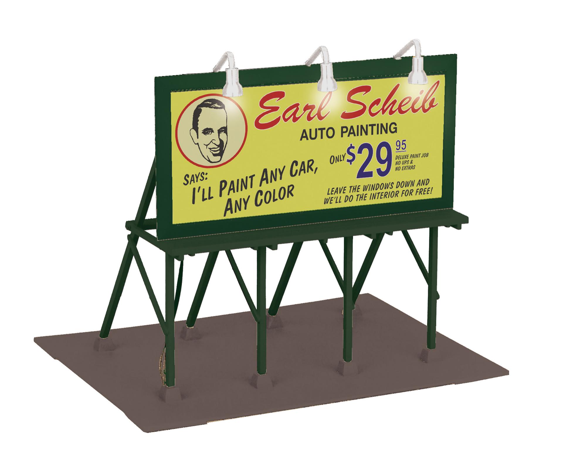 Earl Scheib Auto Painting O Scale RailKing Lighted Billboard | MTH Trains