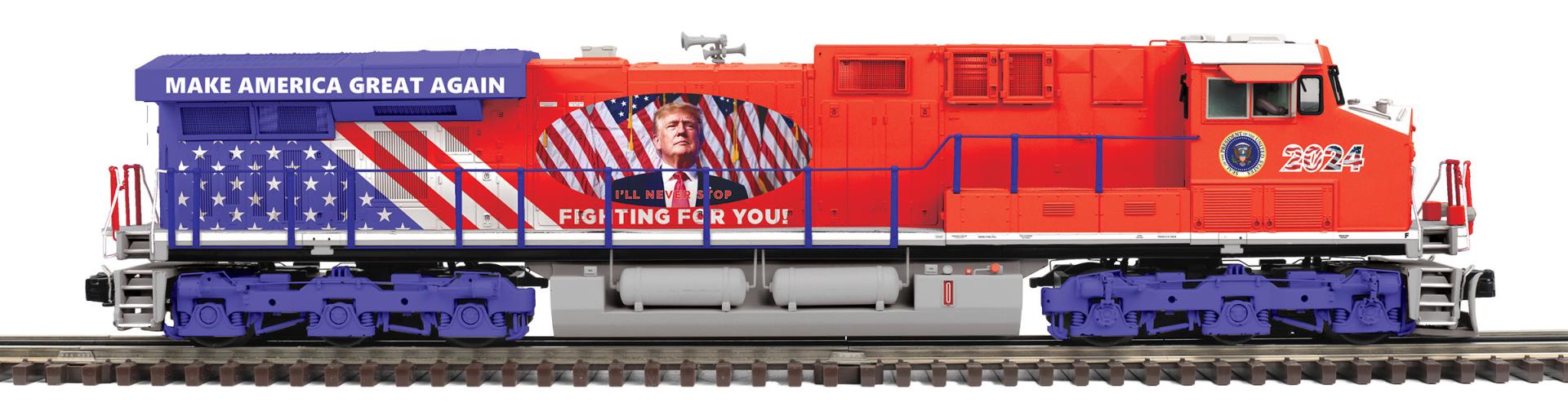 Donald J. Trump O Scale Premier ES44AC Diesel Engine w/Proto-Sound 3.0 (Hi-Rail Wheels) | MTH Trains